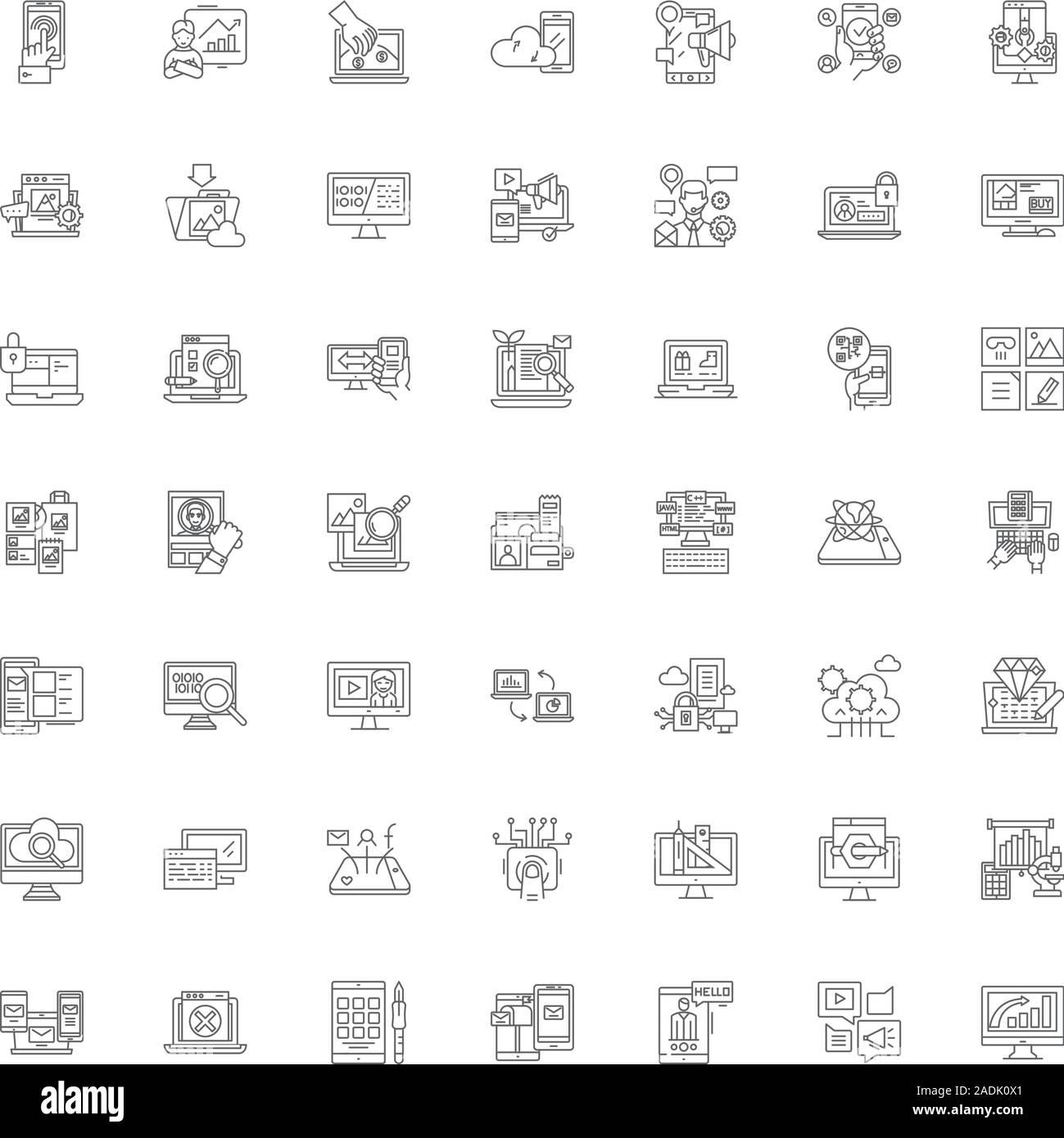 Icônes de ligne informatique, signes, symboles, vecteur illustration ...