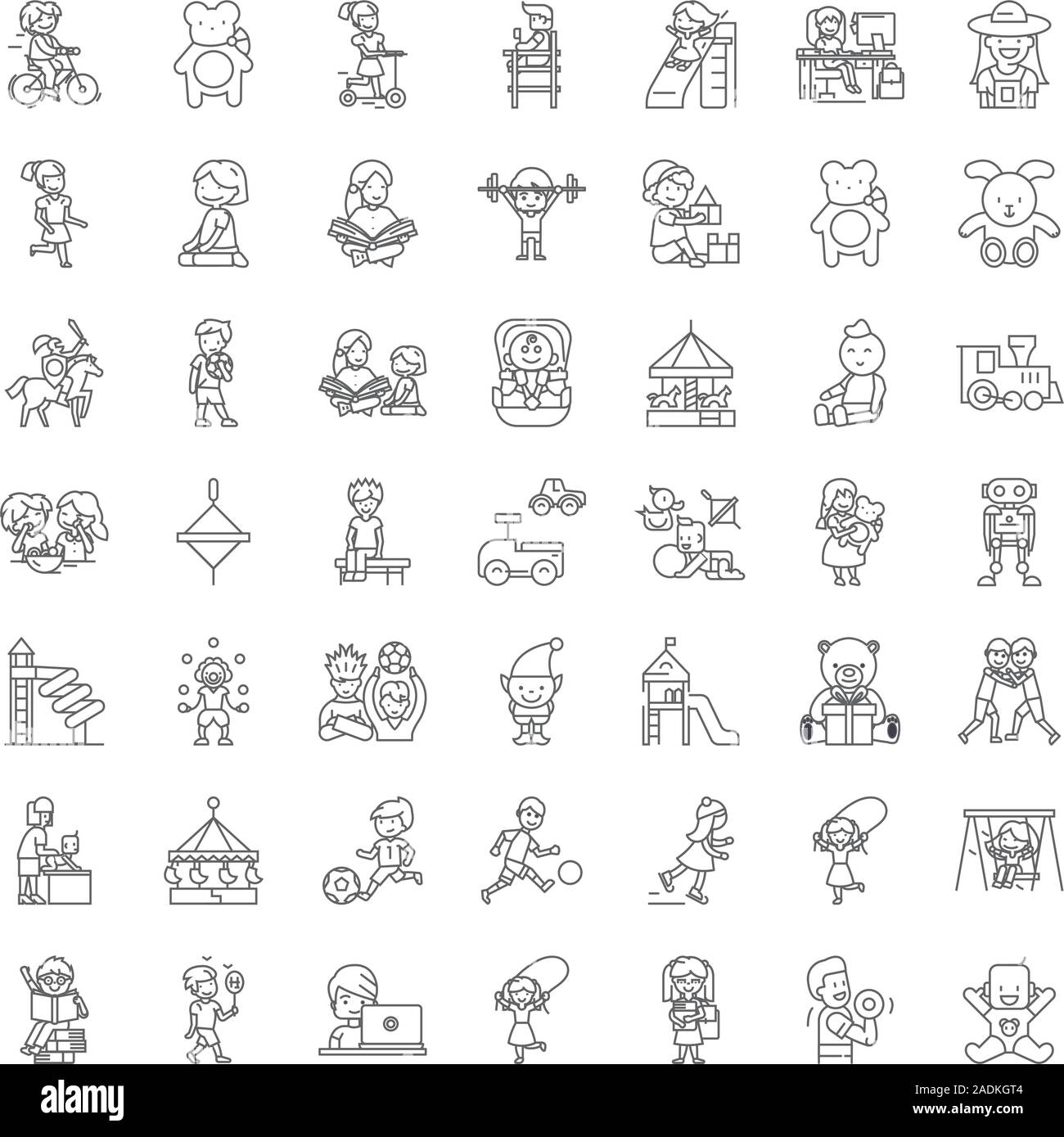 Jeux d'enfants line icônes, signes, symboles, vecteur illustration ...
