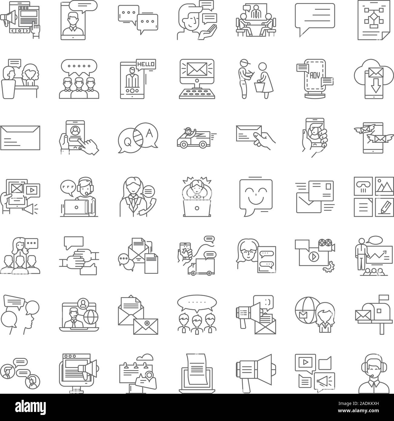 Les icônes de la ligne de messagerie, signes, symboles, vecteur ...