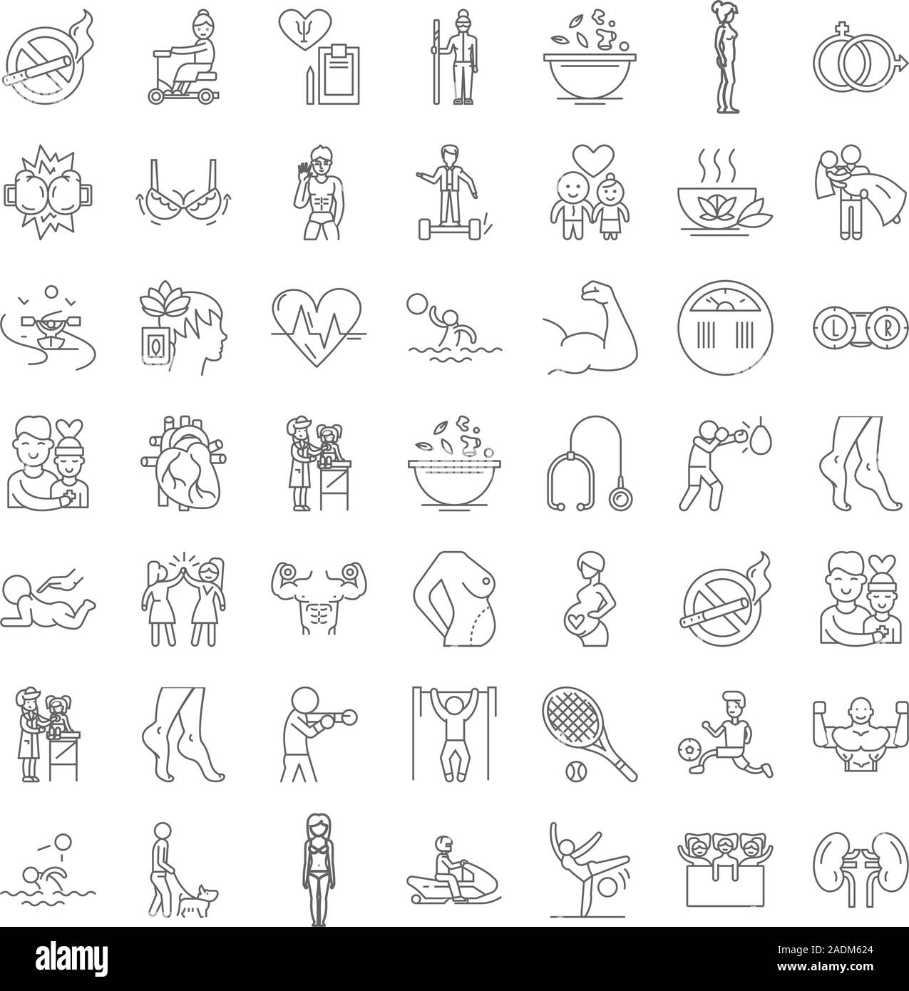 Linéaire de bien-être des icônes, signes, symboles ligne vectorielle ...