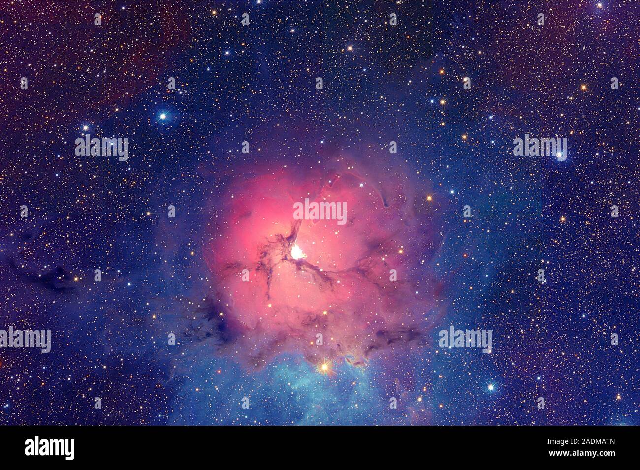 Nébuleuse trifide. Image optique de la nébuleuse Trifide (M20). C'est ...