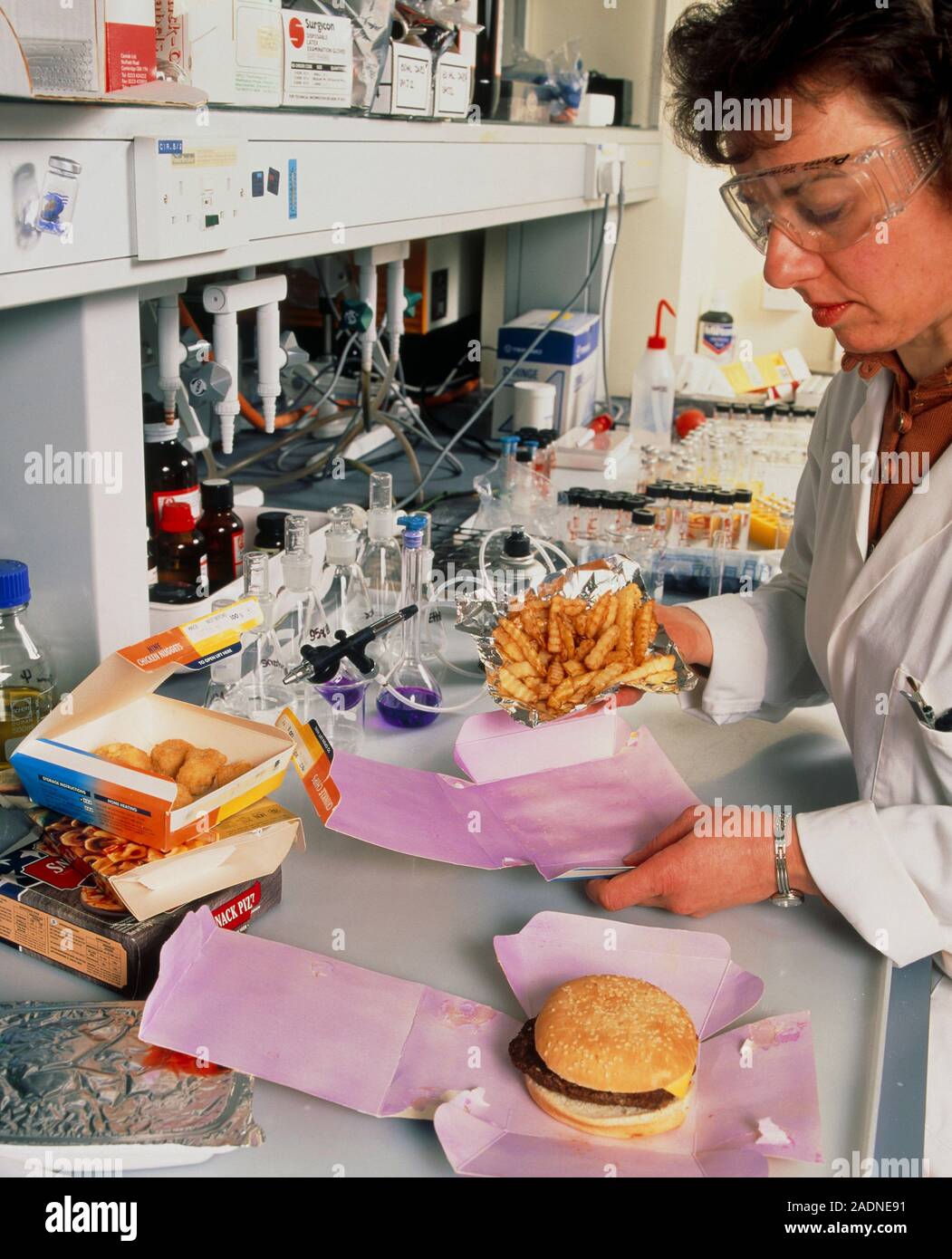 Test de la contamination des aliments au four à micro-ondes. Une ...