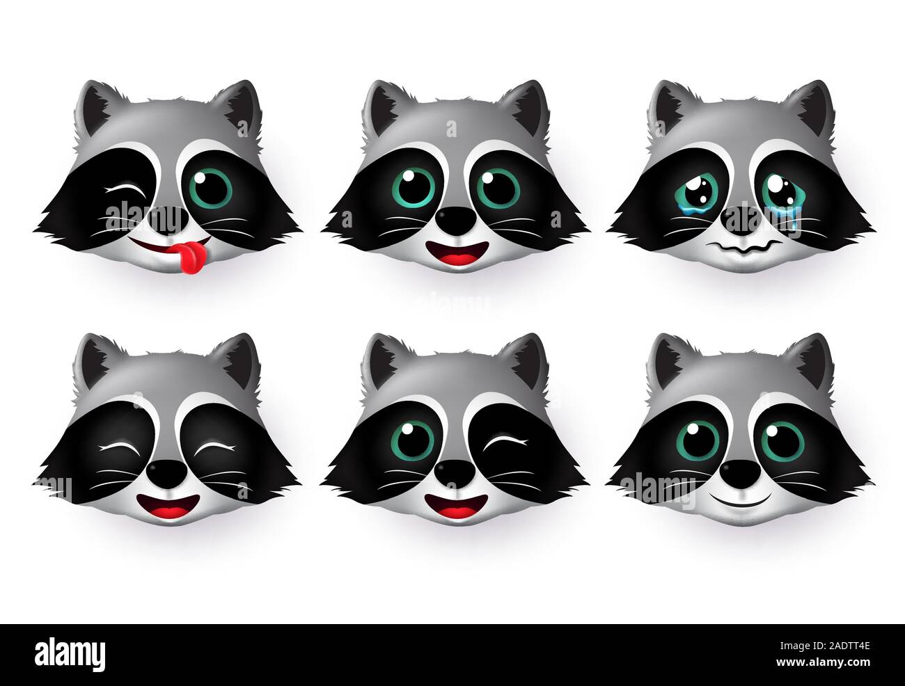 Émoticônes wolf face vector set. Wolfs émoticone animaux à en pleurer ...