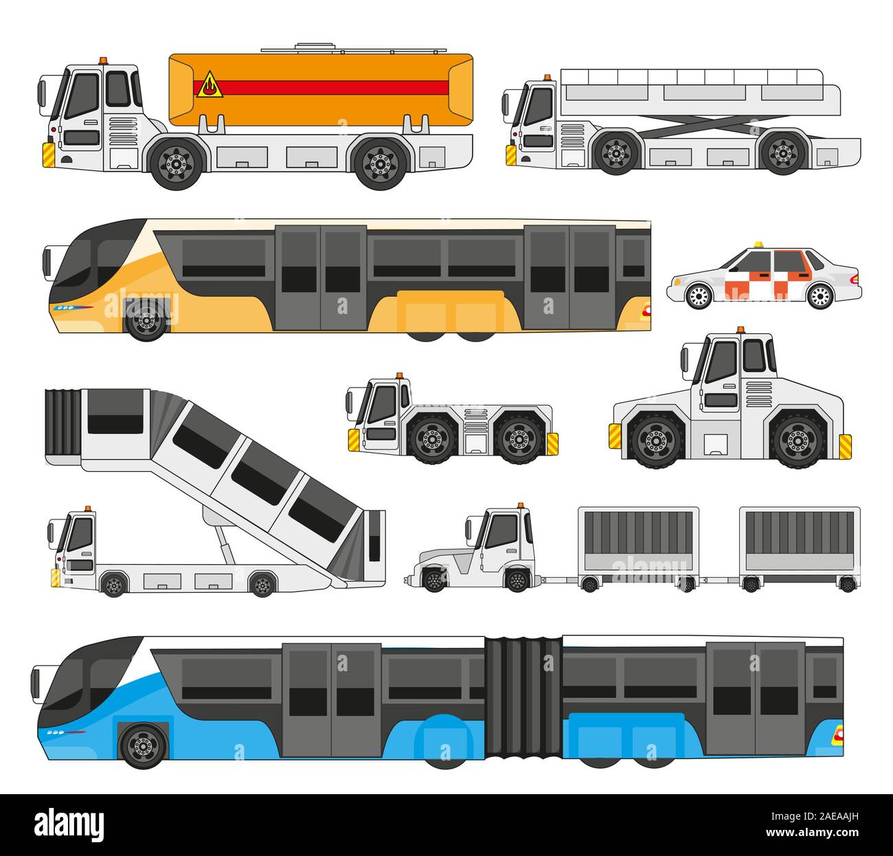 Camion avec remorque transport de fret et la collection bus side view ...