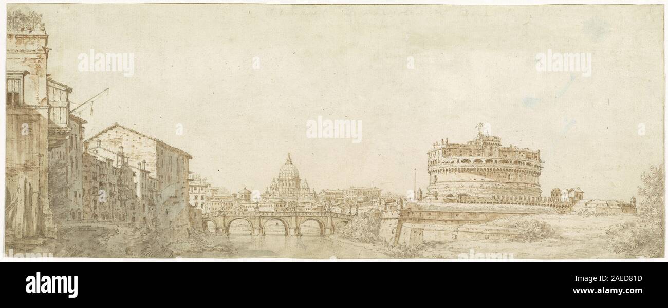 Giuseppe Zocchi, Vue de Rome avec le dôme de Saint-Pierre et le château ...