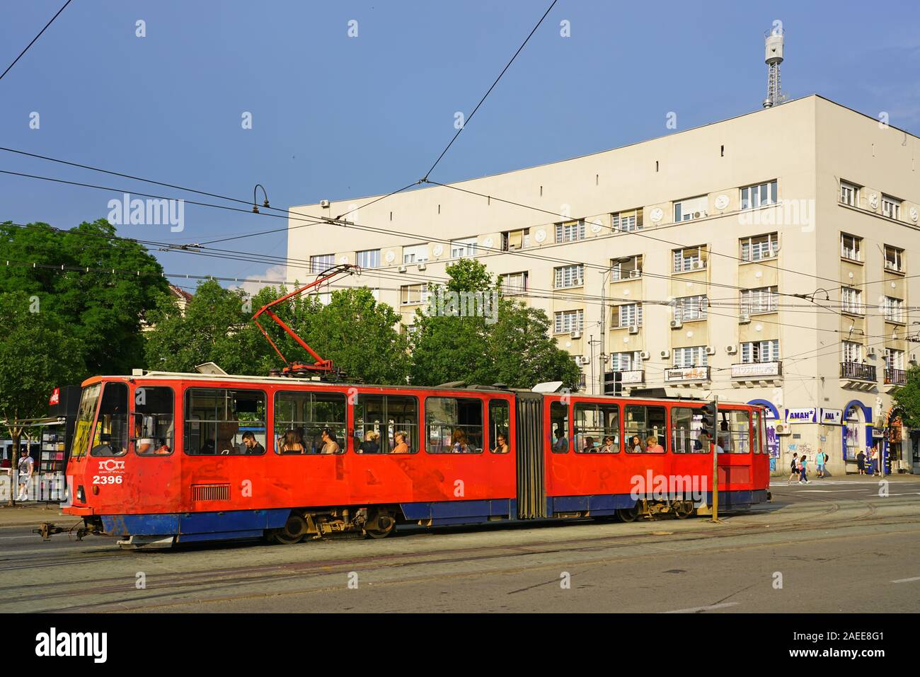 BELGRADE, SERBIE -18 oct 2019- Vue d'un tramway de la rue de Belgrade ...