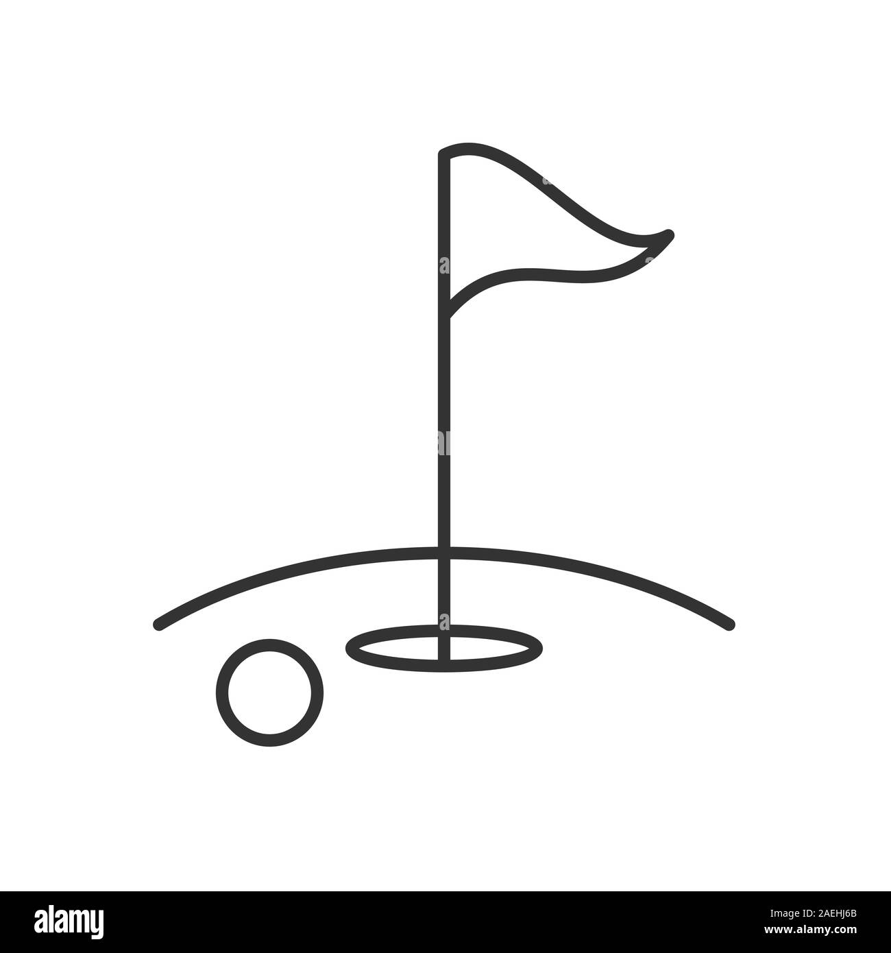 Icône linéaire de golf. Fine ligne illustration. Drapeau, balle de golf ...