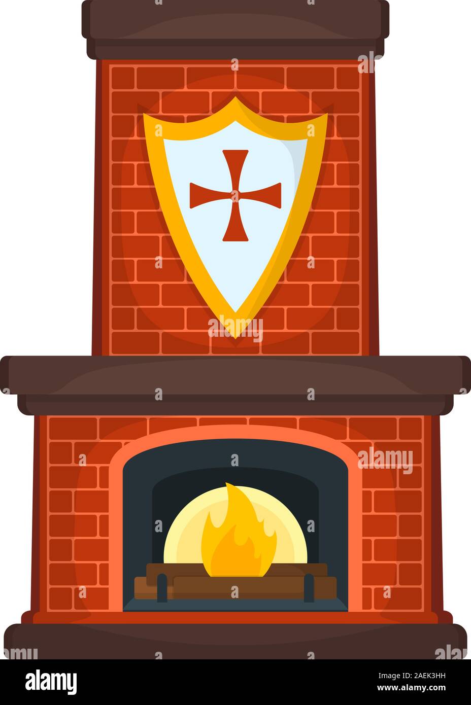 Icône cheminée Concept. Fireside sur fond blanc. Symbole de meubles, l ...