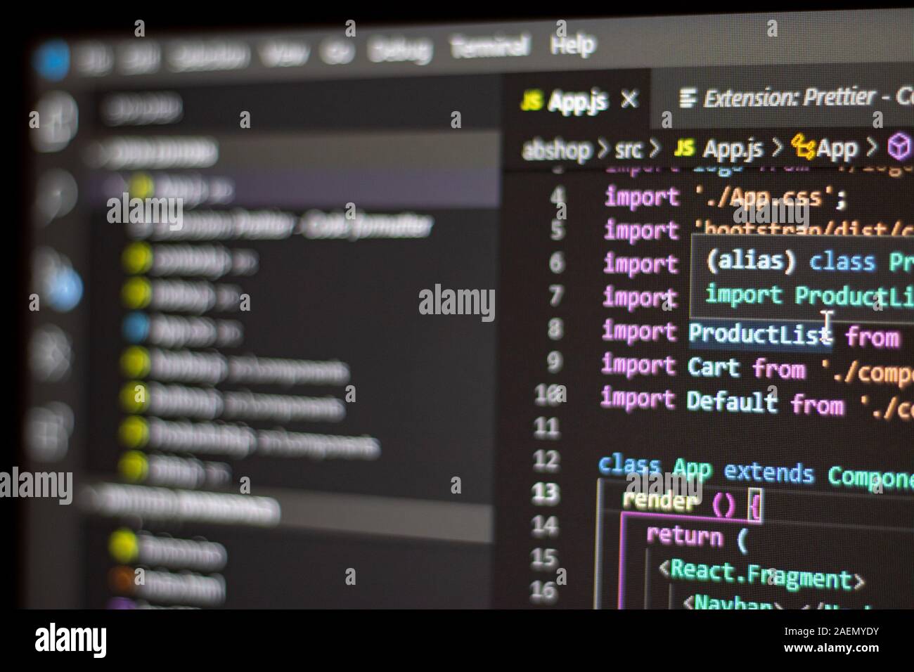 Le langage de programmation Javascript, fond écran noir code réagir ...
