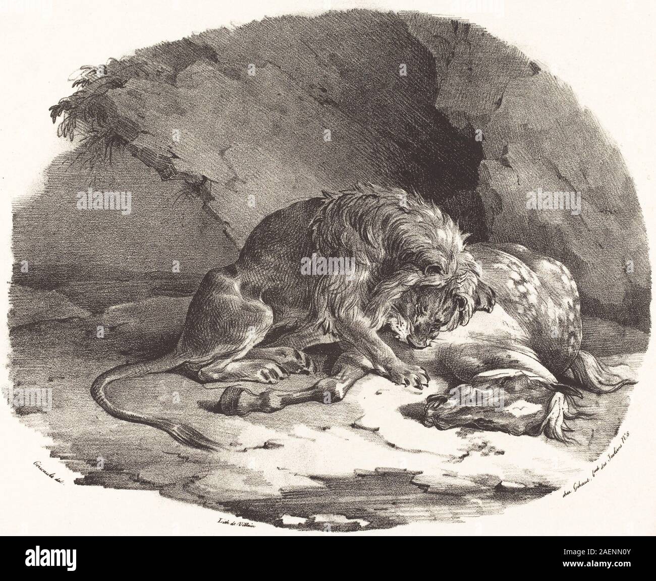 Théodore Gericault, dévoré par un Lion (Cheval devore par un lion ...