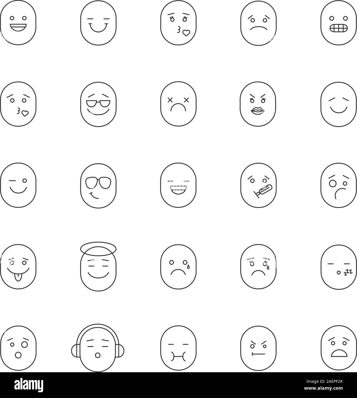 Smileys icons set linéaire. Des émoticônes. Fine ligne contour des ...