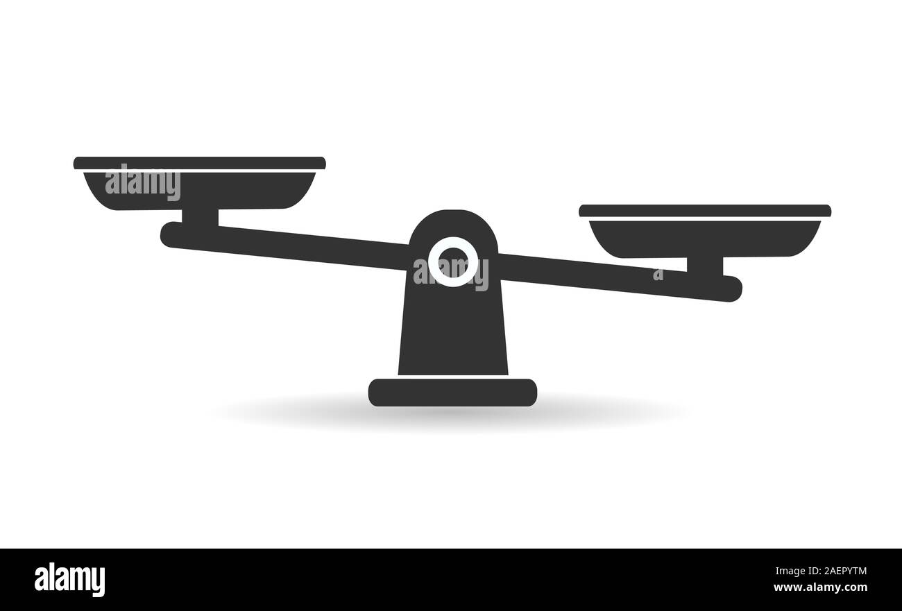 Bols de balances en équilibre, un déséquilibre des balances. Icônes ...