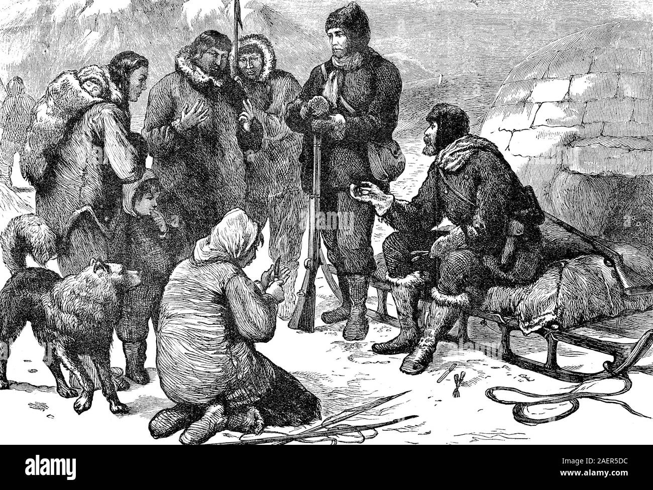 Dessin art inuit Banque d'images noir et blanc - Alamy