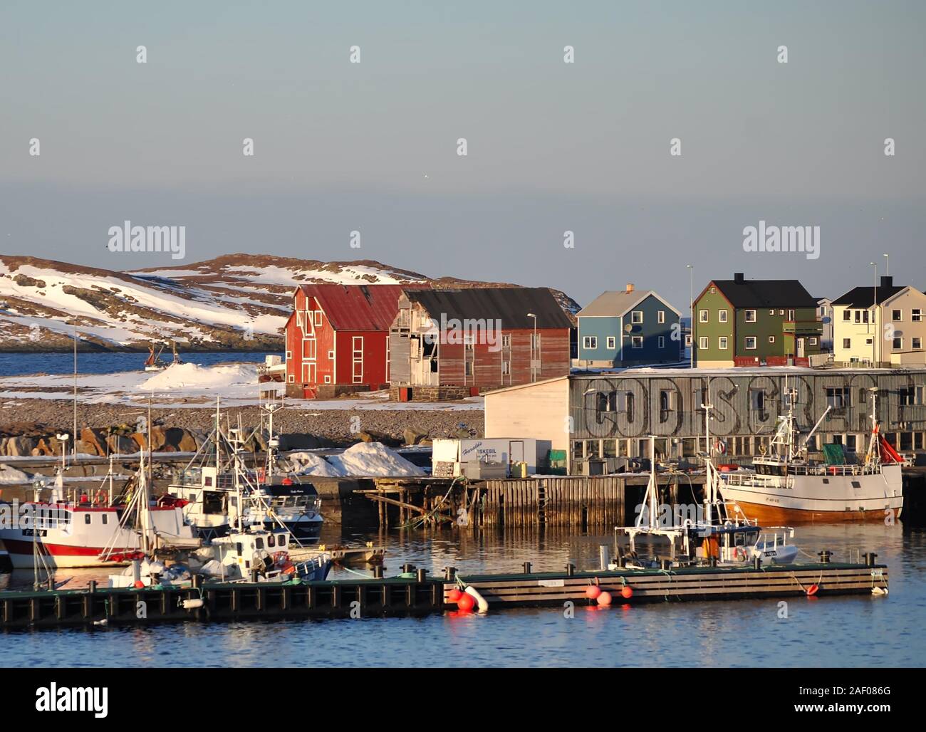 Europe Norvège Vardø : Cod est grand signe dans la ville de Vardo sur l ...
