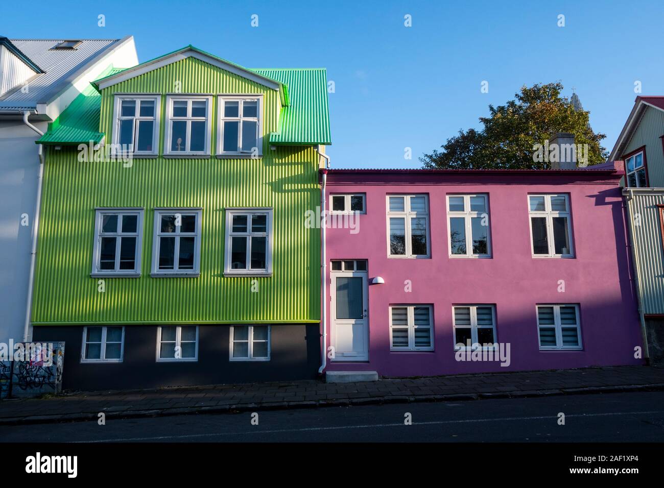 Maisons colorées, Reykjavik, Islande Photo Stock - Alamy
