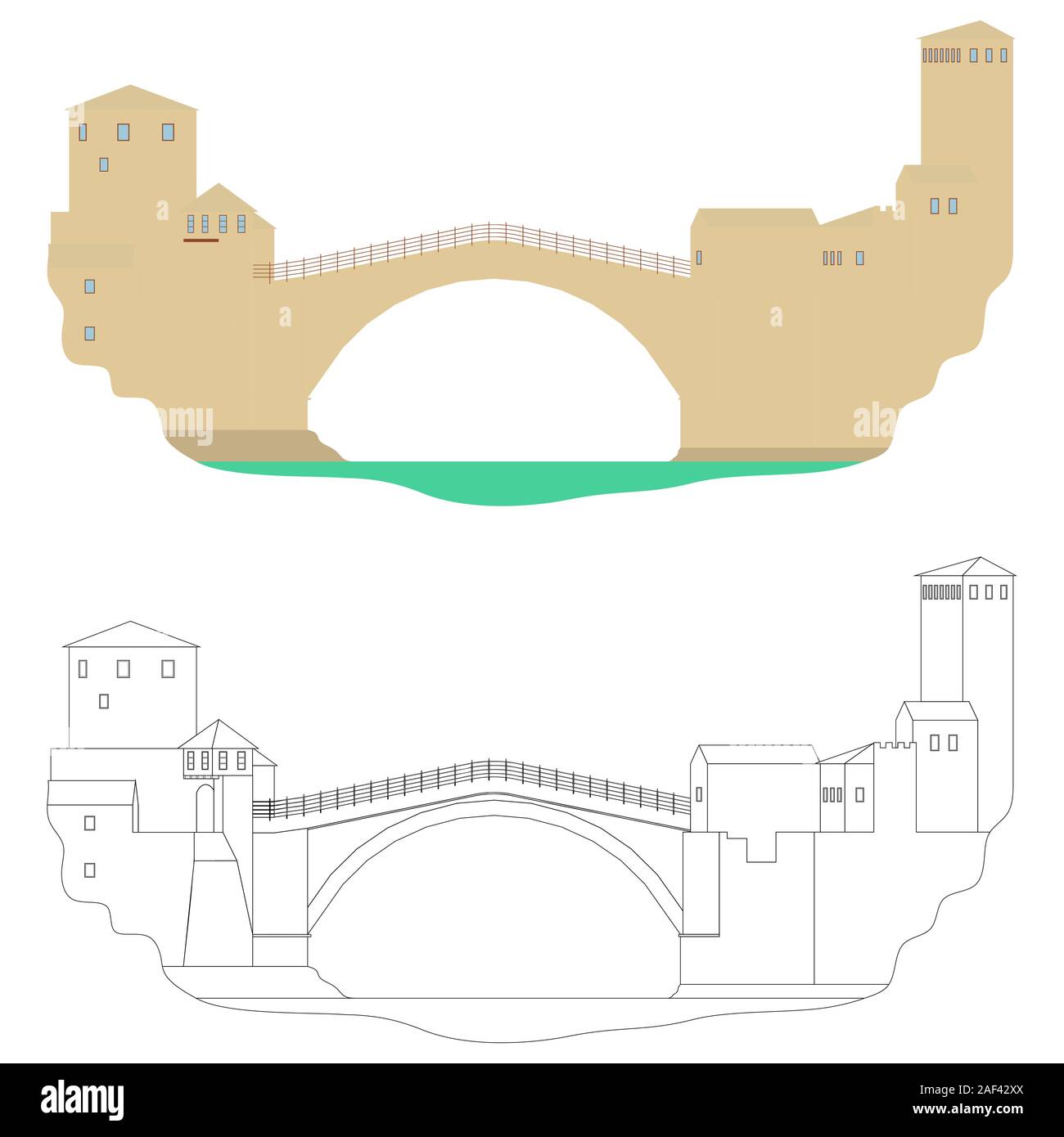 Vieux pont stari most Banque d'images vectorielles - Alamy