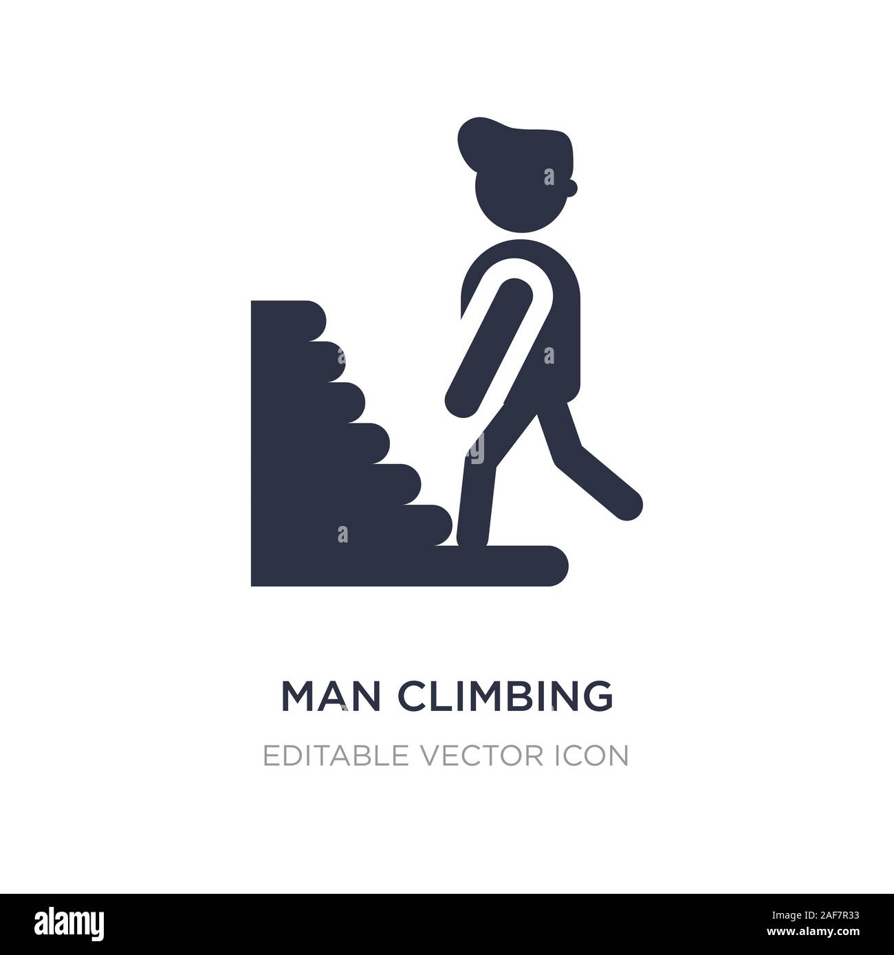 L'icône de l'homme monter les escaliers sur fond blanc. Élément simple ...