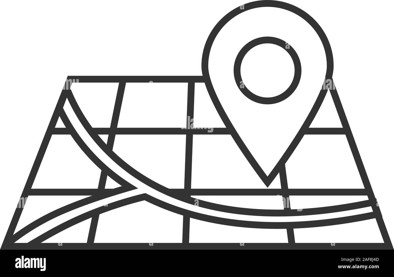 Carte avec l'icône linéaire pointeur. Le GPS. Fine ligne illustration ...