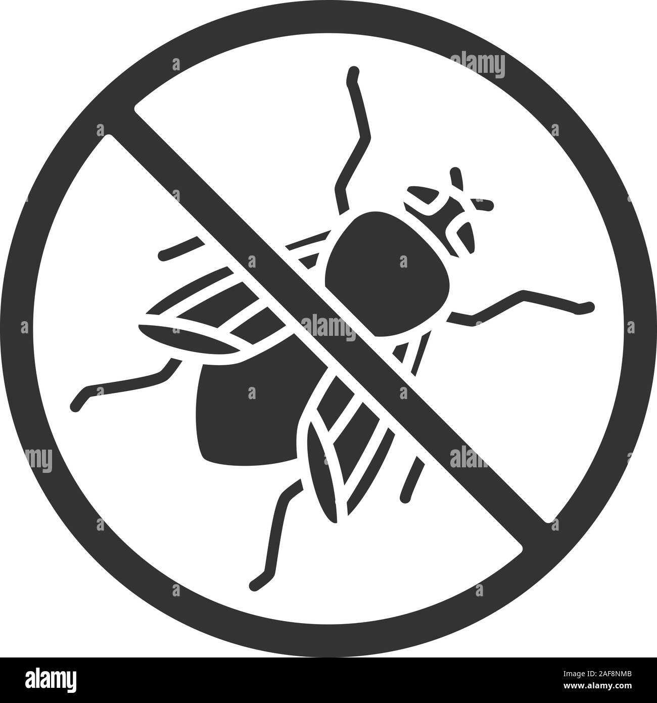 Mouche domestique Stop sign icône glyphe. Répulsif insectes volants. La ...