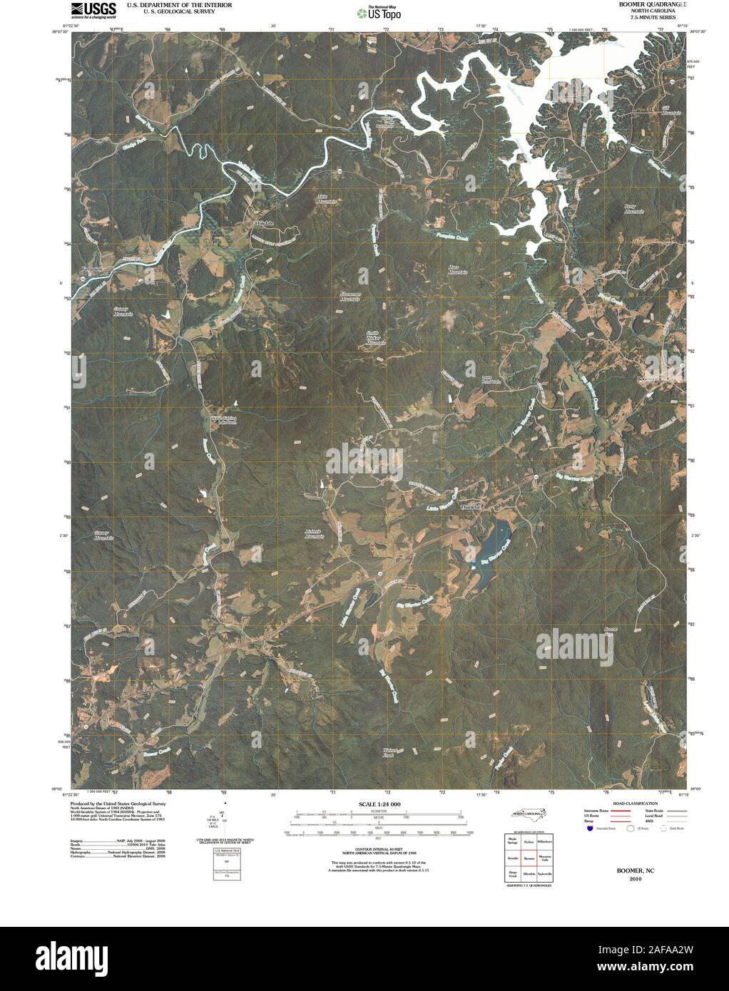 Caroline du Nord carte TOPO USGS Boomer NC 20100825 Restauration TM ...