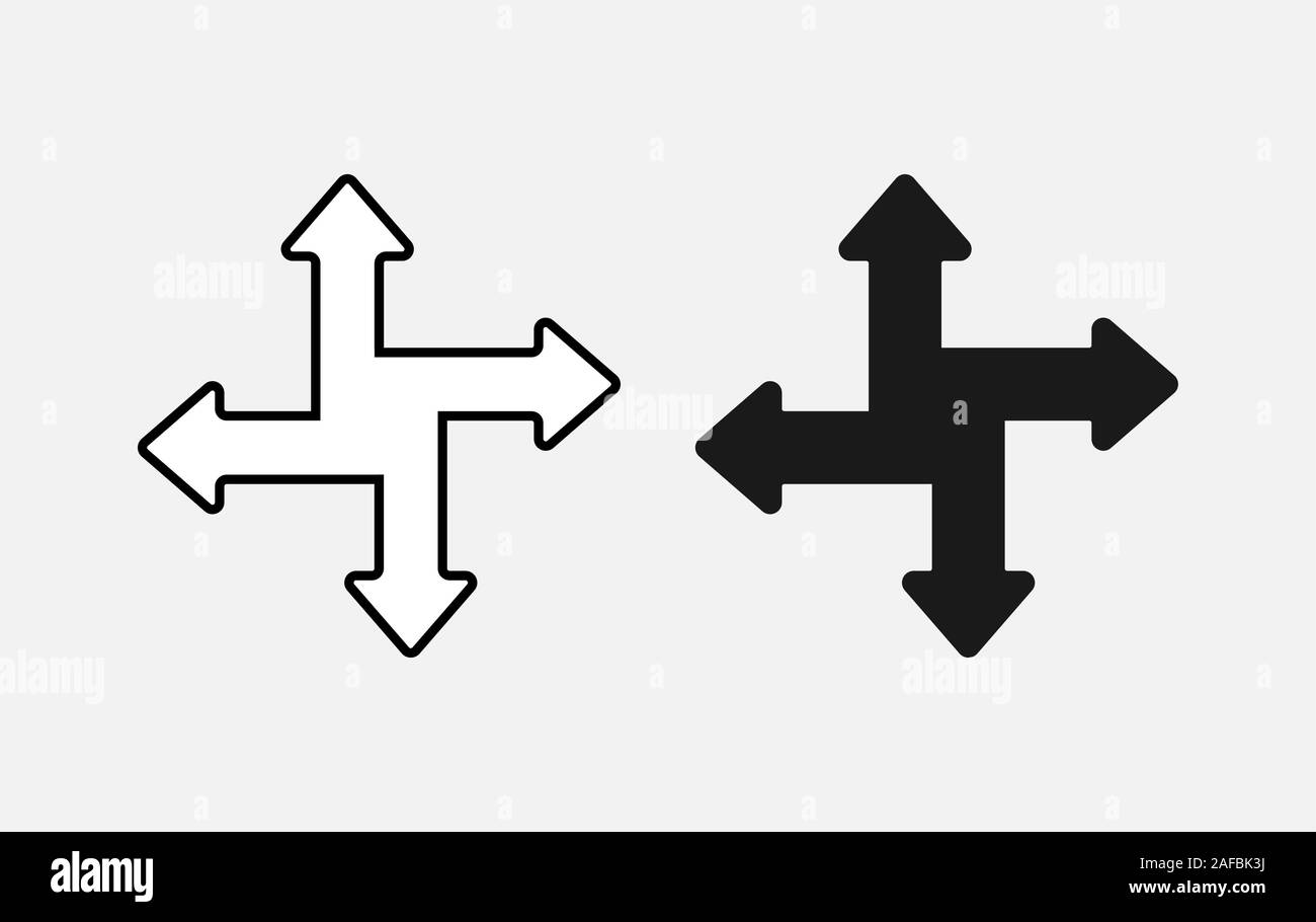 Arrows in four directions Banque d'images noir et blanc - Alamy