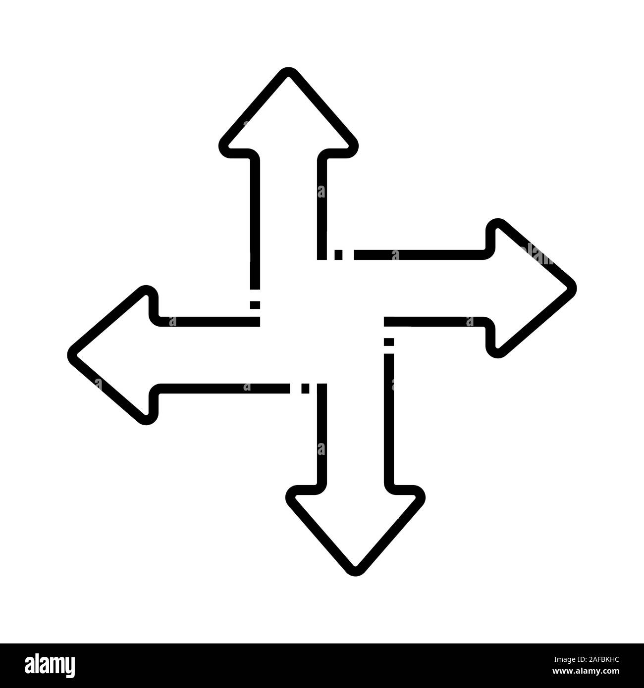 Icône simple avec flèches multidirectionnelle dans quatre directions ...