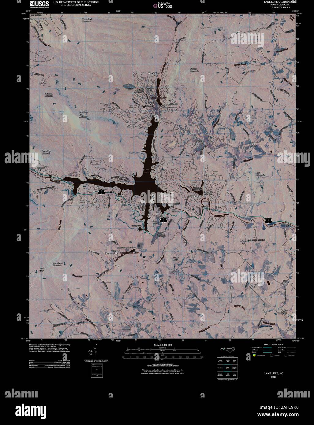 Carte du lac leurre caroline du nord Banque de photographies et d ...