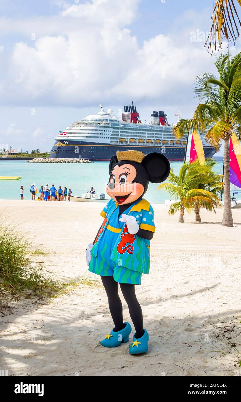 Minnie Mouse caractère sur sur la plage à Castaway Cay, une île privée ...