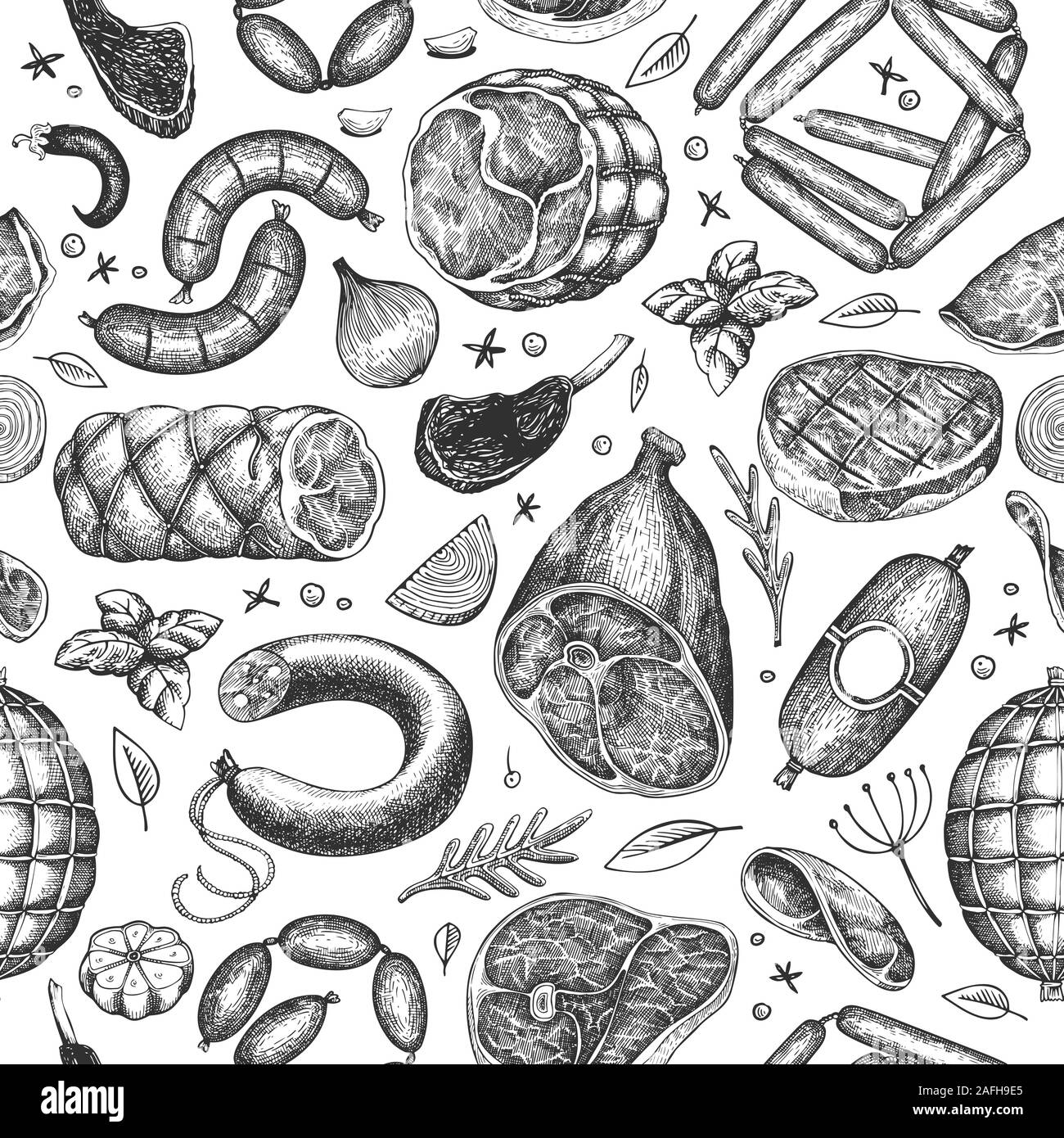 Brochette de boeuf cru Banque d'images noir et blanc - Alamy