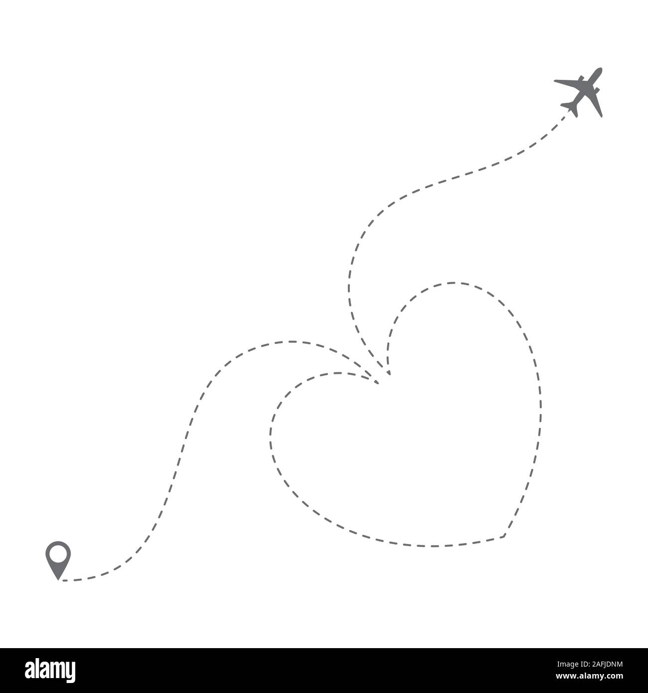 Coeur en pointillés Airplane Route Image Vectorielle Stock - Alamy