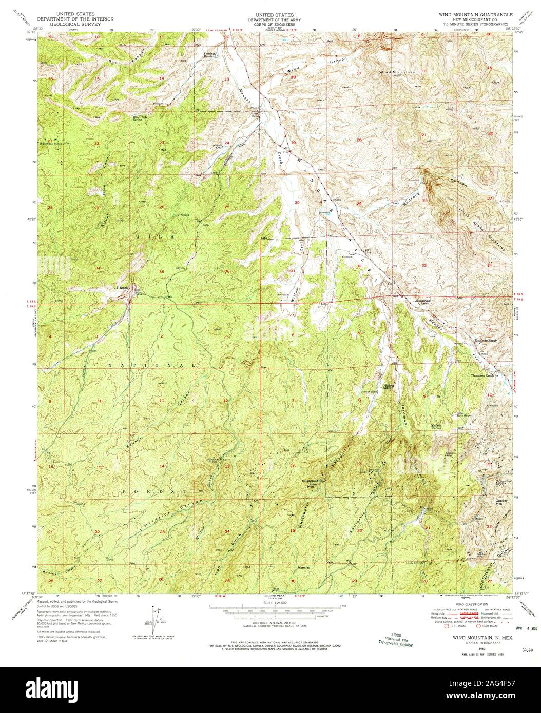 Carte TOPO USGS New Mexico NM Montagne Vent 1936111950 Restauration ...
