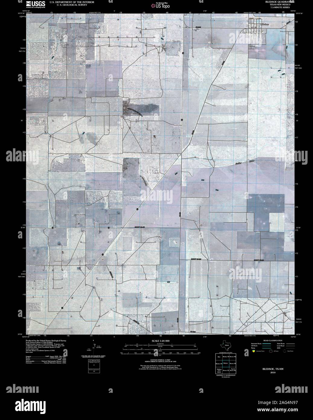 Carte TOPO USGS Nouveau Mexique TX Bledsoe MC 20100831 Restauration ...