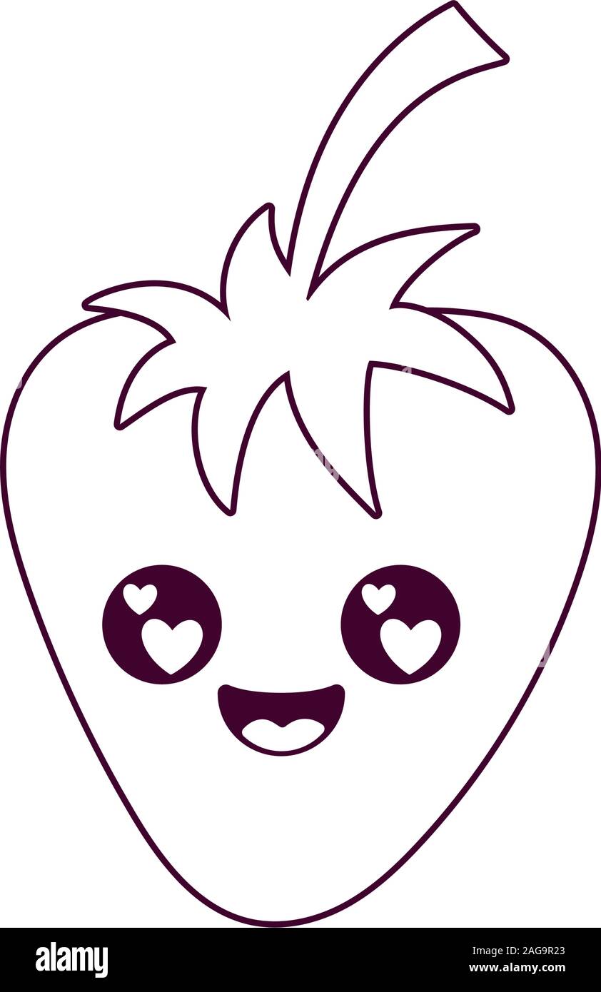 Conception, dessin animé de fraise Kawaii cute expression drôle de ...