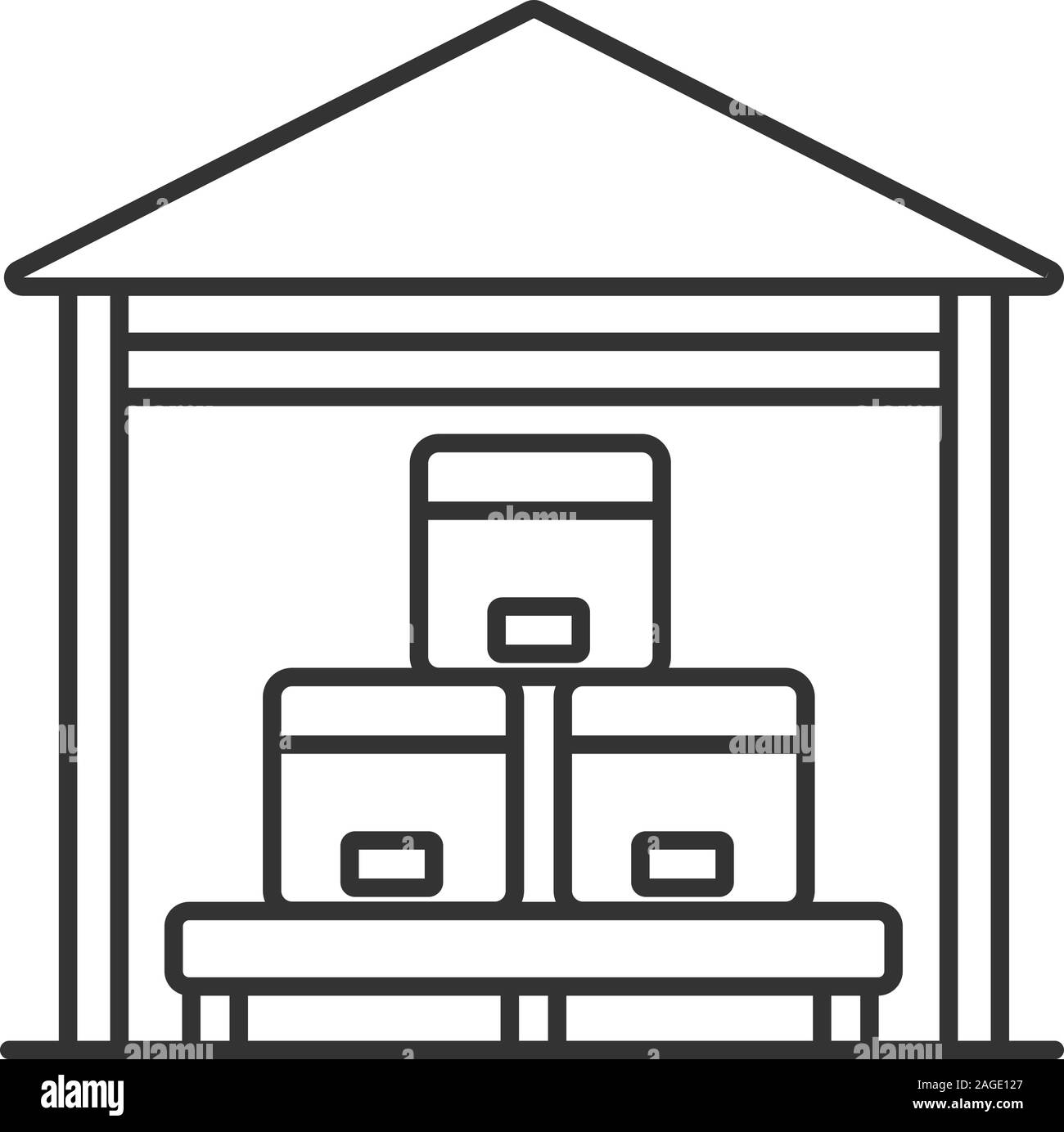 Icône linéaire d'entrepôt. Fine ligne illustration. Boîtes de carton ... Icône linéaire d'entrepôt. Fine ligne illustration. Boîtes de carton ...
