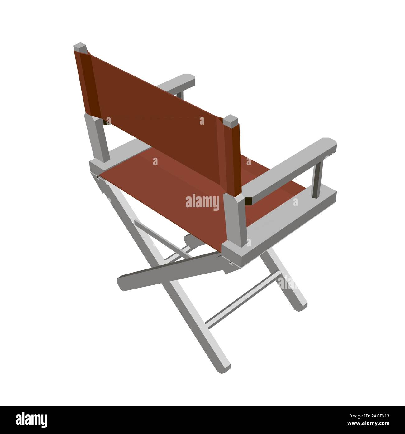 Chaise pliante d'été. Director s chair rouge isolé sur fond blanc. Vue ...