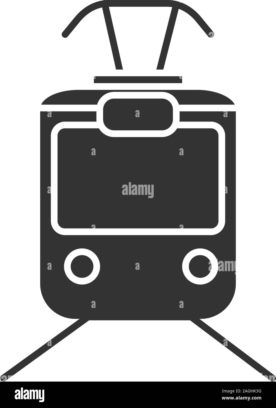 Icône glyphe de tramway. Symbole de Silhouette. Tramway, le tramway ...
