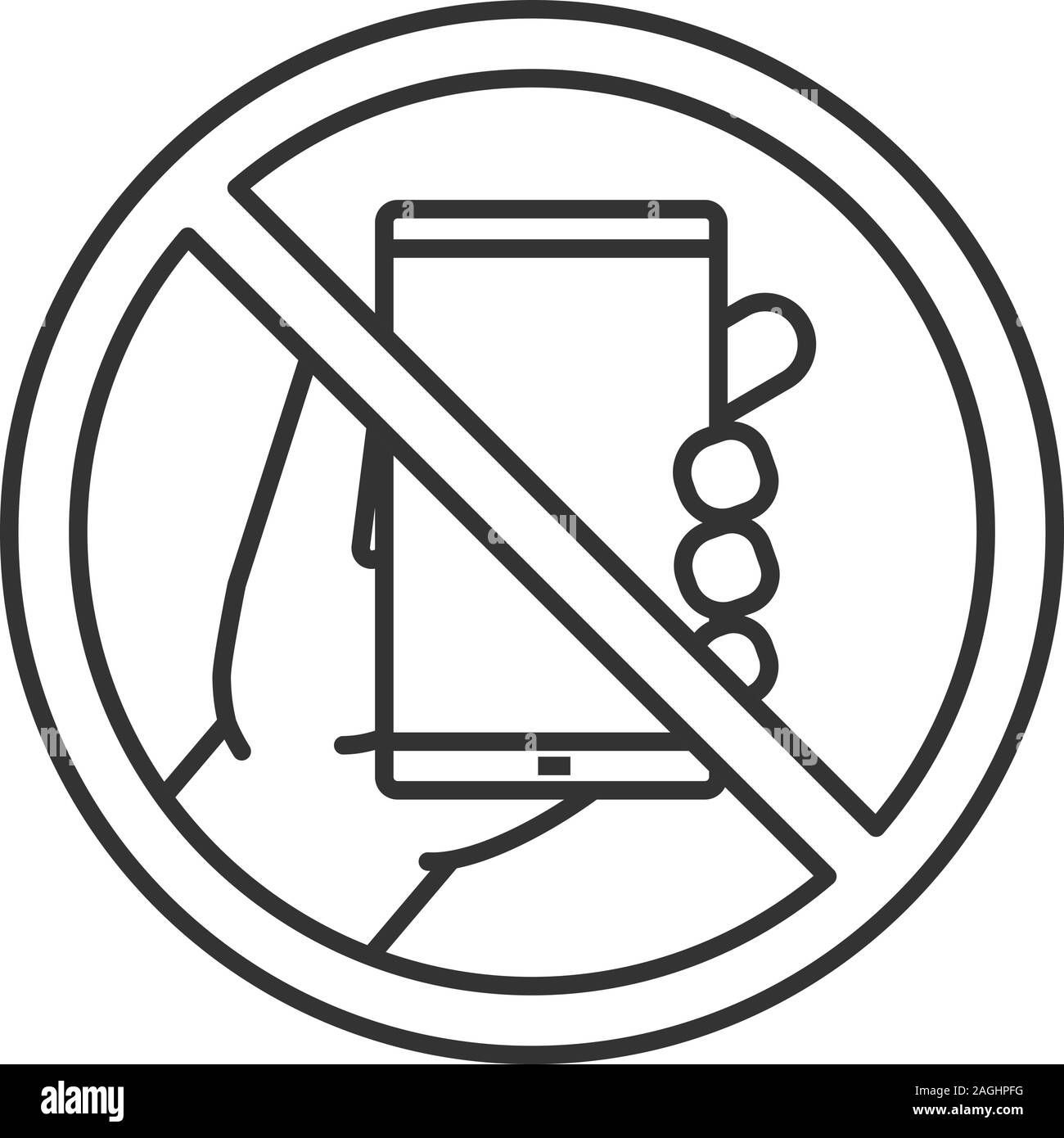 Interdit de signer avec un téléphone mobile. L'icône linéaire Pas d ...