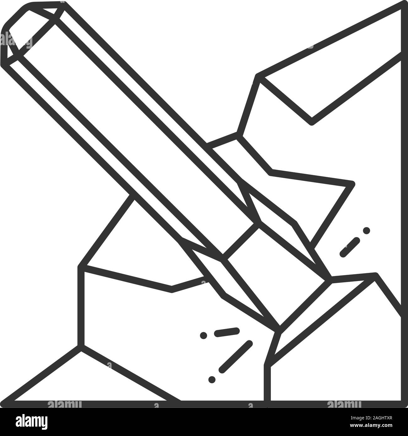 Burin de fer icône linéaire. Fine ligne illustration. Rock breaking ...