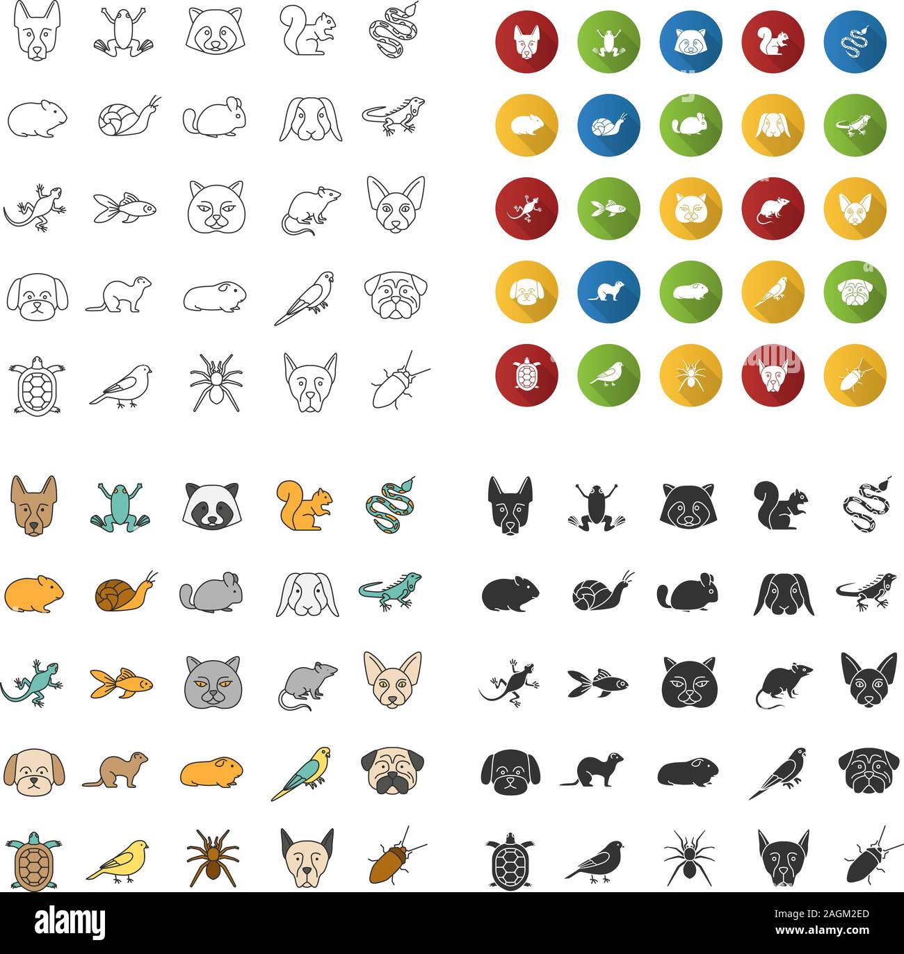 Animaux domestiques icons set. Les animaux exotiques. Les rongeurs ...