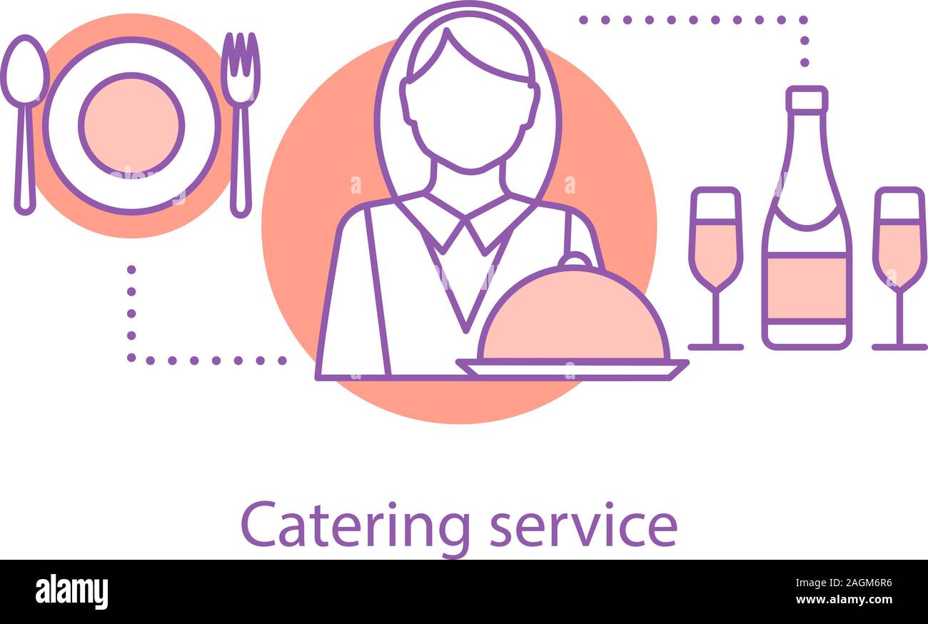 Service traiteur concept icône. Restaurant ou café idée fine ligne ...