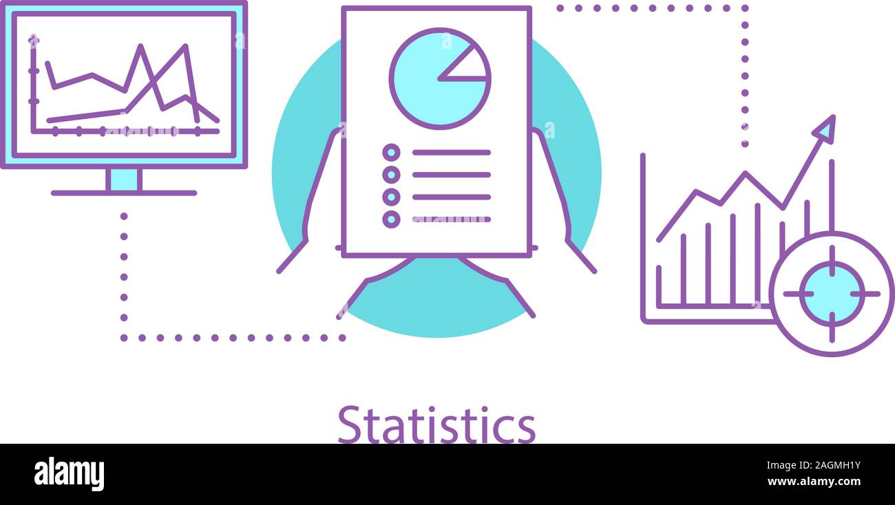 Concept statistique icône. Analyse du marché idée fine ligne ...