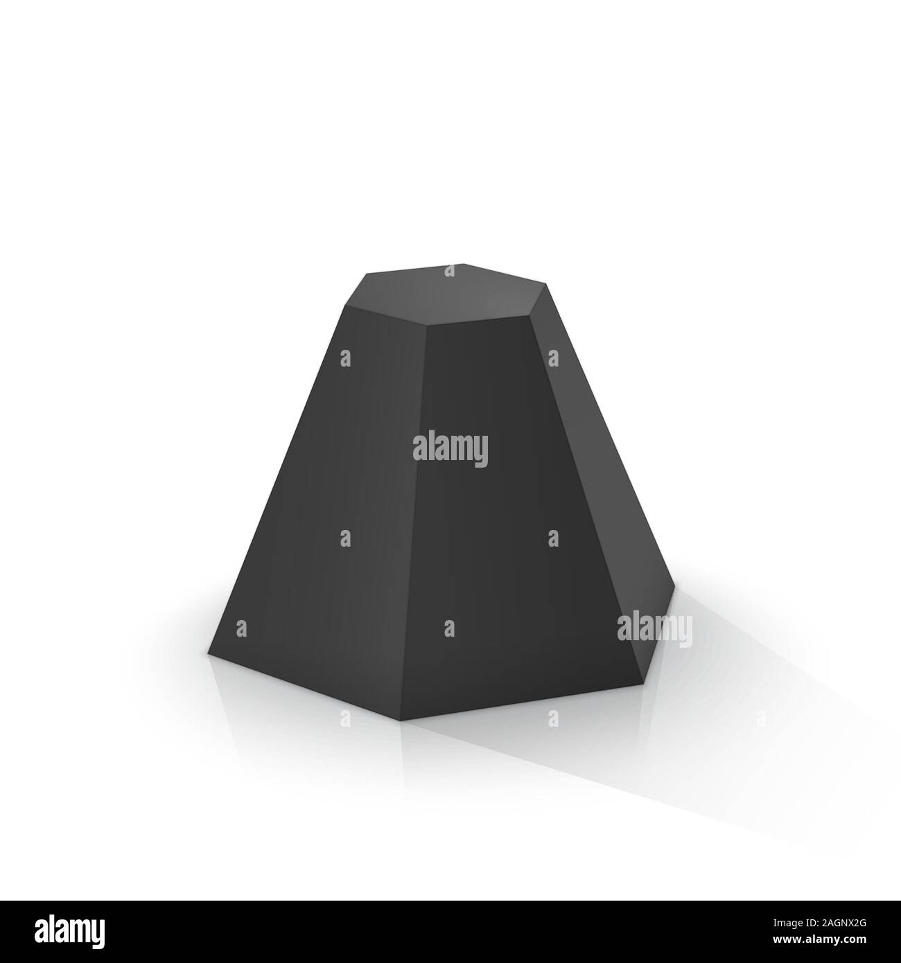 Tronc de pyramide à base hexagonale noire sur un fond blanc. Vector ...