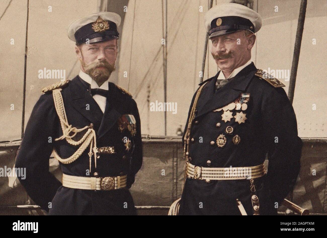 Le Tsar Nicolas II et l'empereur Guillaume II à Björkö. Musée ...