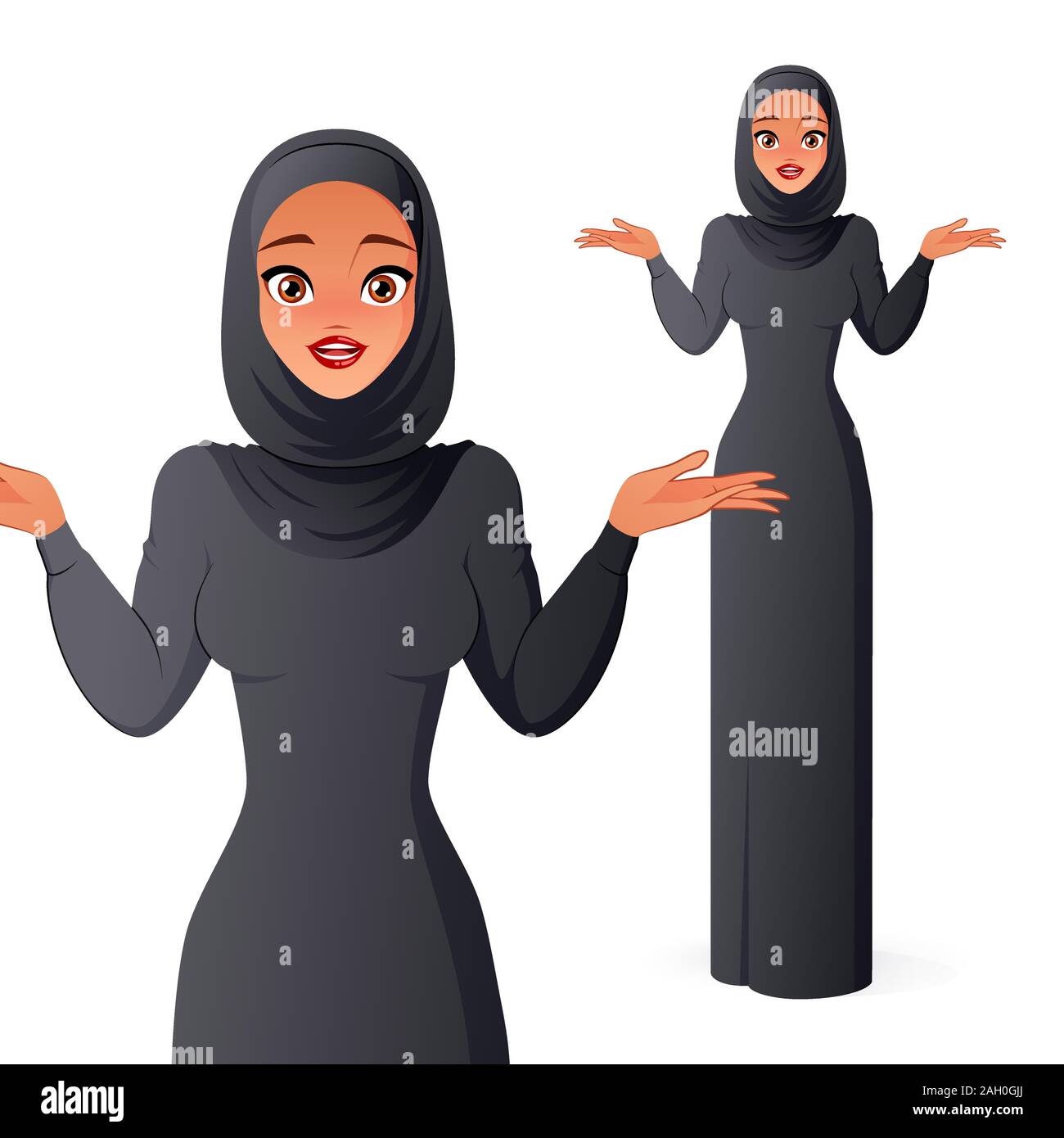 Questions belle jeune femme musulmane dans hijab en haussant les ...