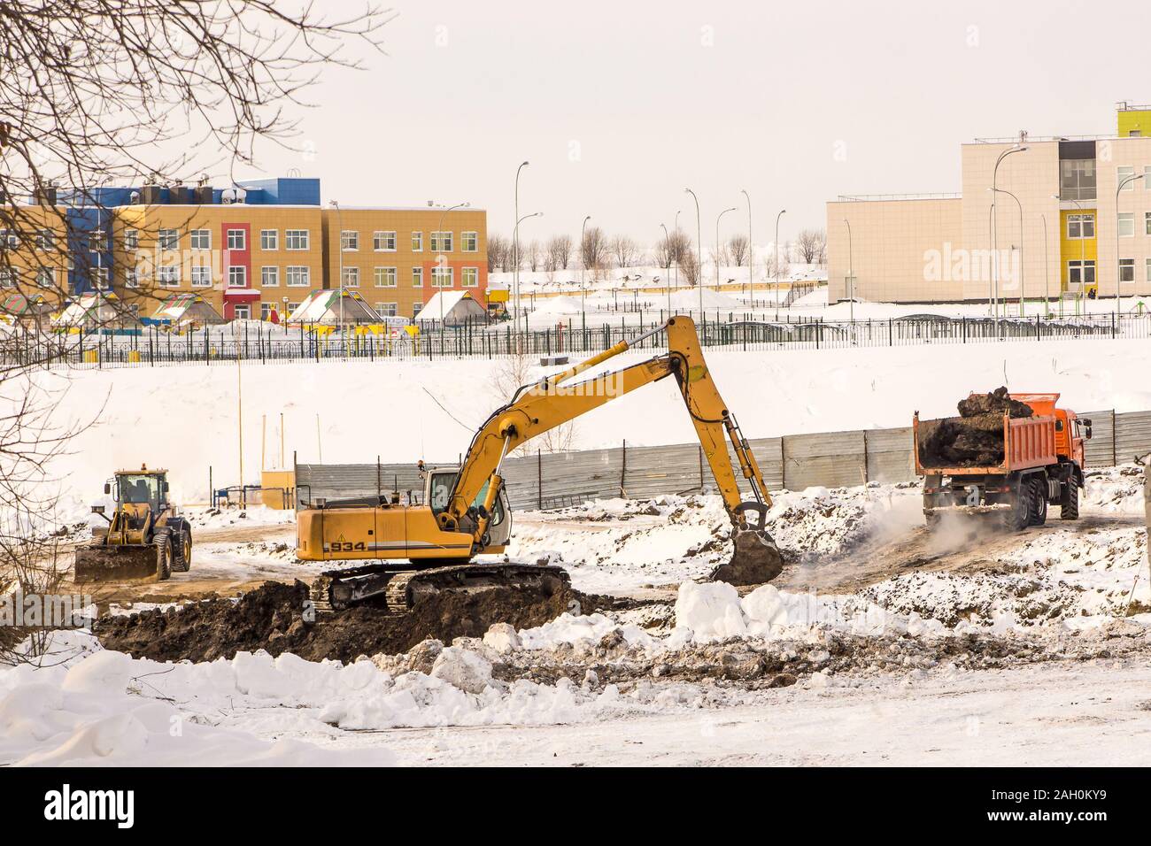 Earthworks construction heavy excavator machine Banque de photographies ...