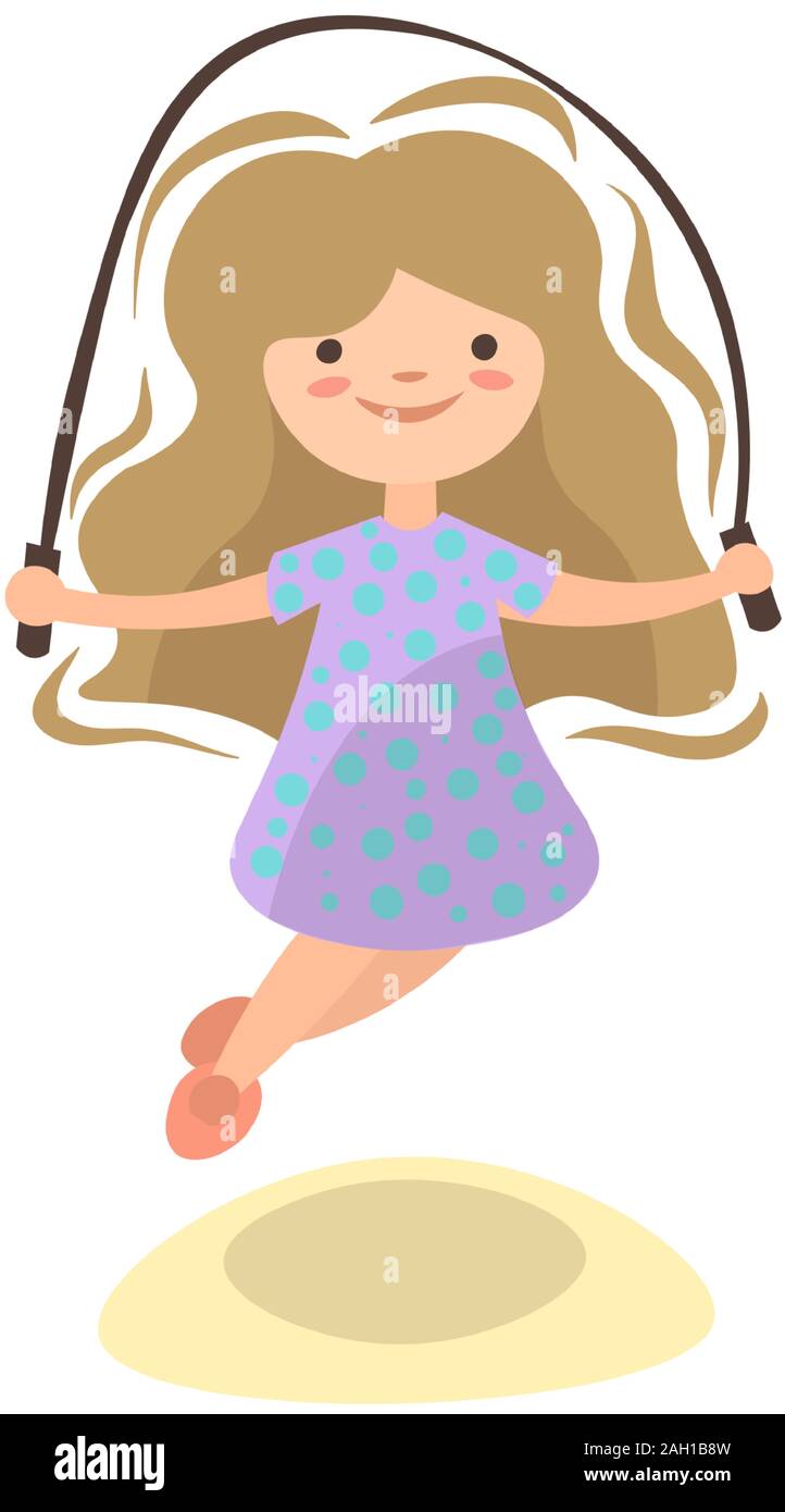 Petite fille sautant avec corde à sauter d'activités pour les enfants ...