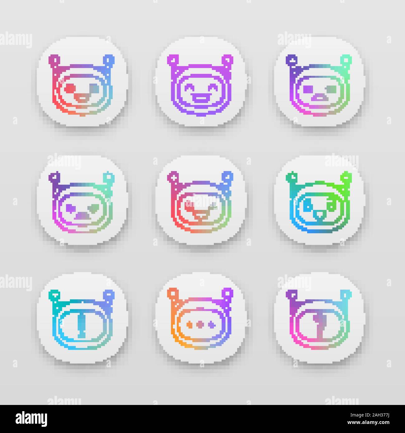 Émoticônes Robot app icons set. UI/UX interface utilisateur. Chatbot ...