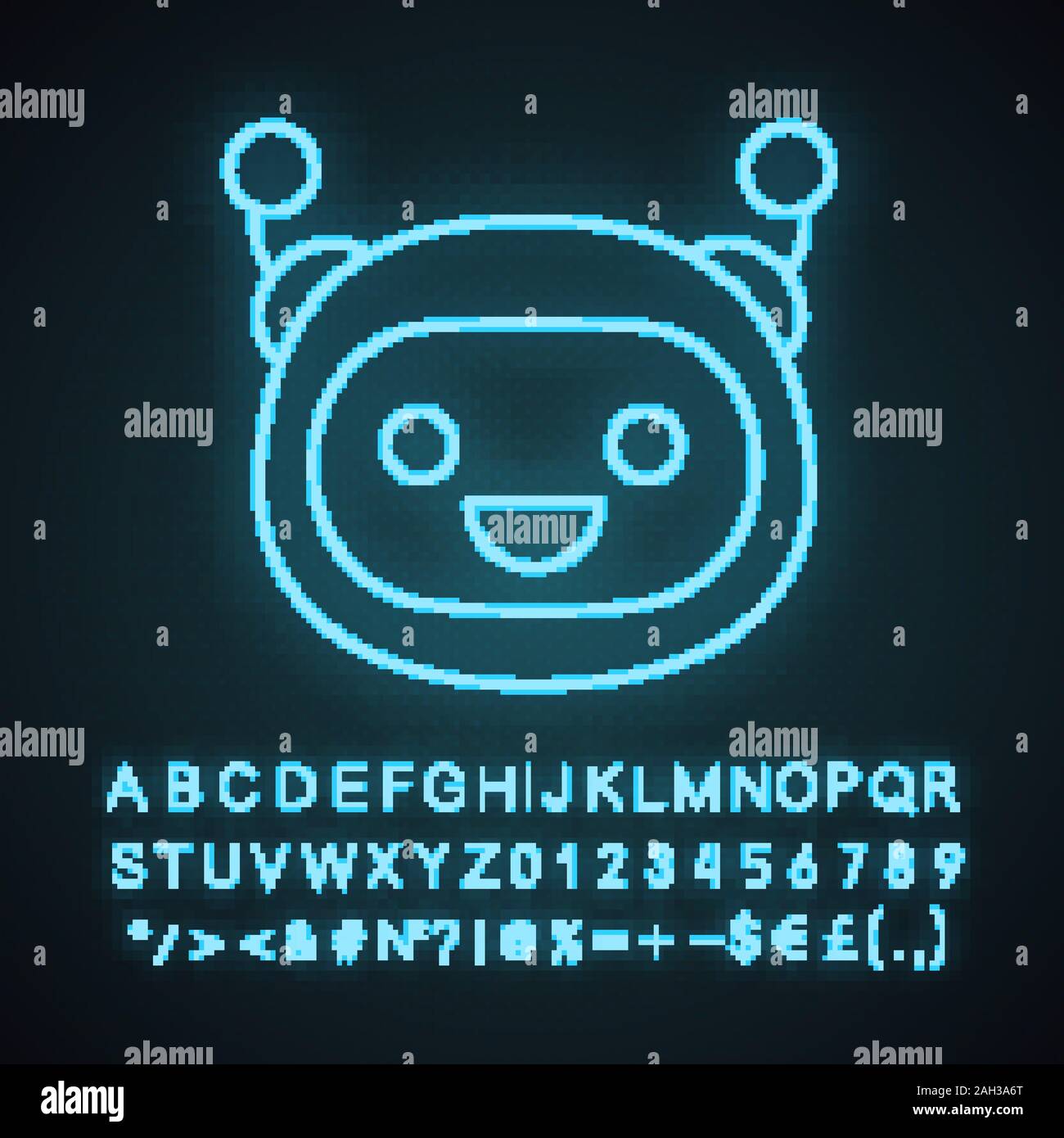 Chatbot neon light icône. Talkbot. Rire chat bot. Robot moderne ...
