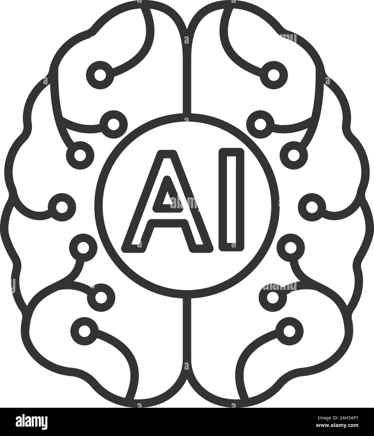 L'intelligence artificielle l'icône linéaire. Cerveau numérique ...