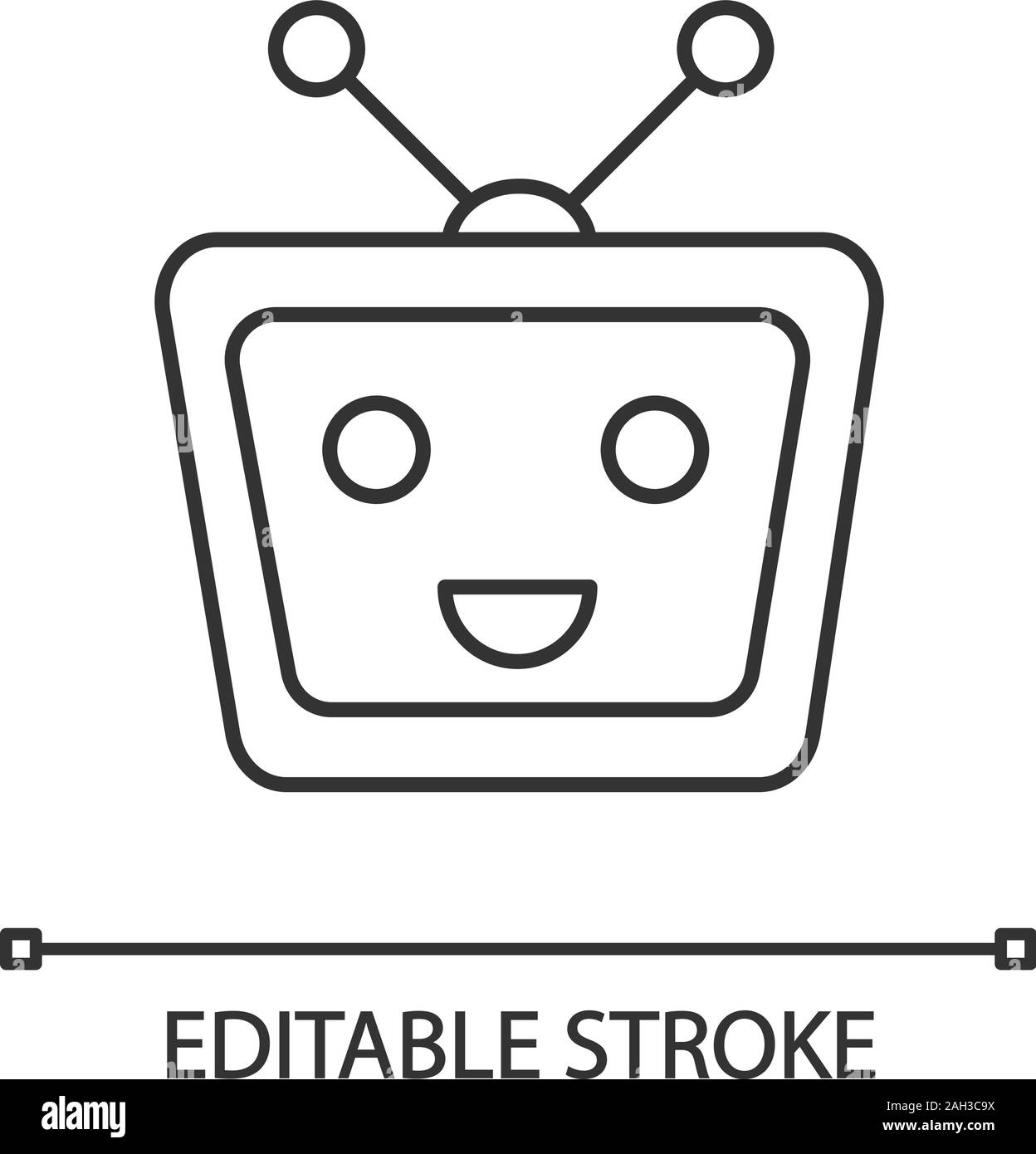 Chatbot Icône Linéaire Fine Ligne Illustration Talkbot Robot Moderne Plat De Rire Chat Bot